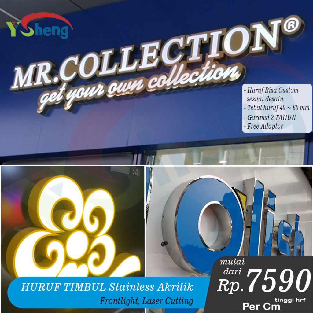 Jual Huruf Timbul 3D Non Led / Led menyala - Stainless + Akrilik - Led ...