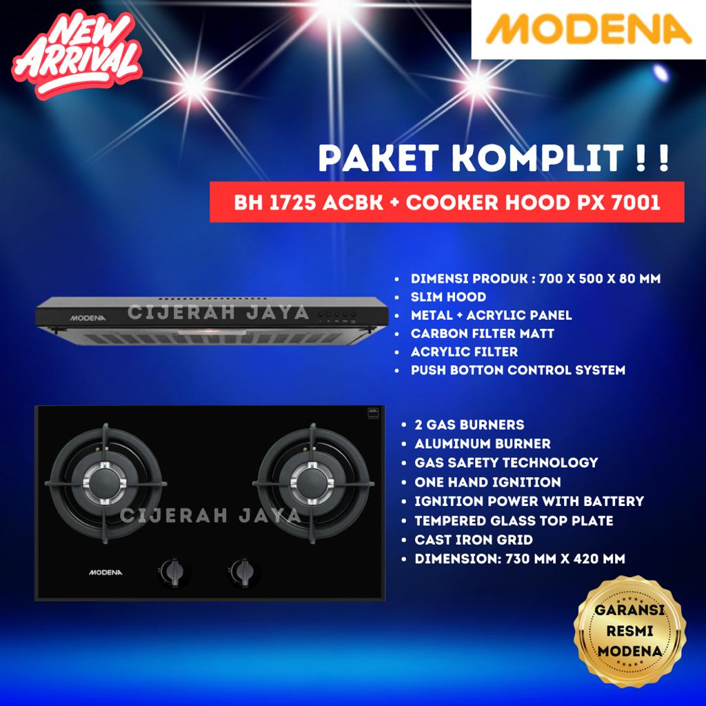 Jual PAKET KOMPOR GAS TANAM MODENA 1725 ACBK+COOKER HOOD MODENA PX 7001 ...