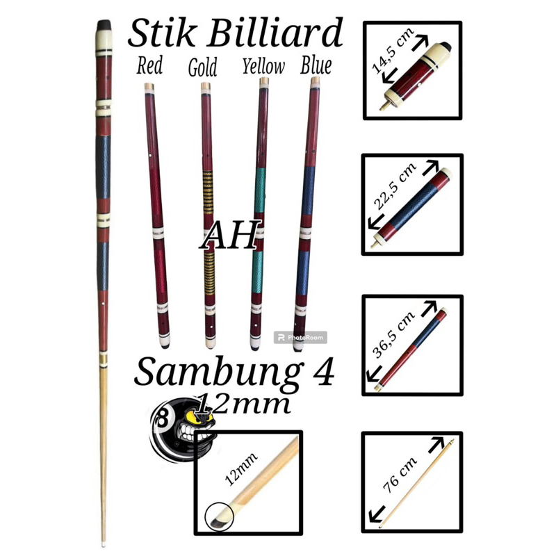 Jual Stik Billiard / Billiard Pool Cue 12mm 12 mm Sabung 4 | Shopee ...