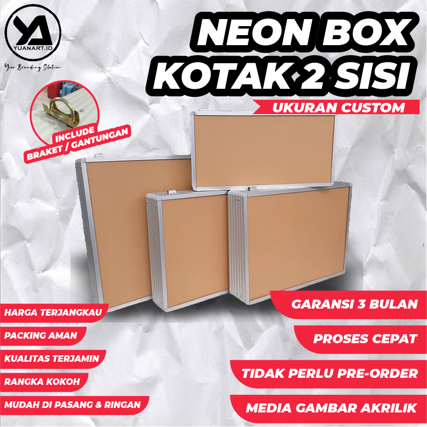 Jual Neon Box Acrilyc Kotak 2 Sisi Custom Ukuran Papan Nama Acrylic ...