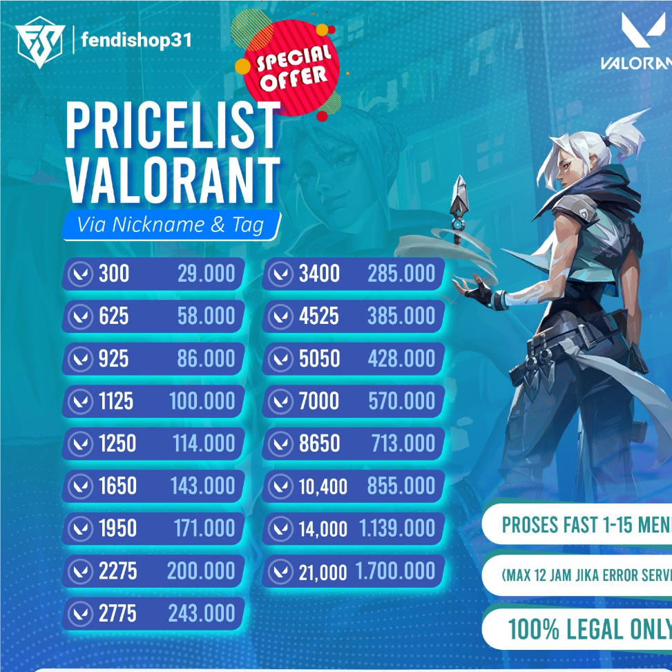 Jual [PRODUK TERLARIS] TOPUP VALORANT BY RIOT ID, FAST 5 MENIT | Shopee Indonesia