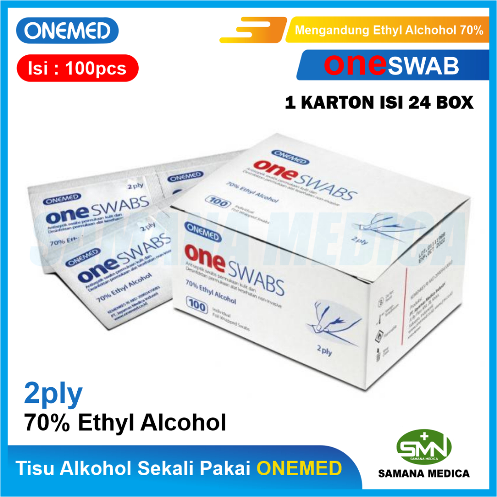 Jual ECERAN Oneswabs Tisu Alkohol Swab 2ply ONEMED Isi 100pcs Tissue ...