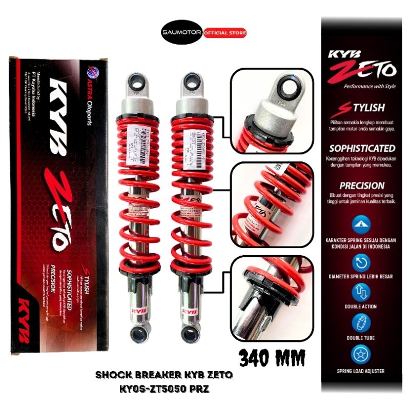 Jual Kayaba Shock breaker 340 mm KYB Zeto ZT5050 PRZ RED Shock KYB Supra non tabung | Shopee ...
