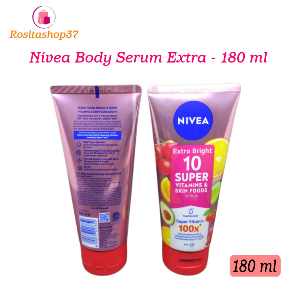 Jual Nivea Body Serum Extra Bright 10 SUPER Vitamin Skin Foods 180ml | Shopee Indonesia