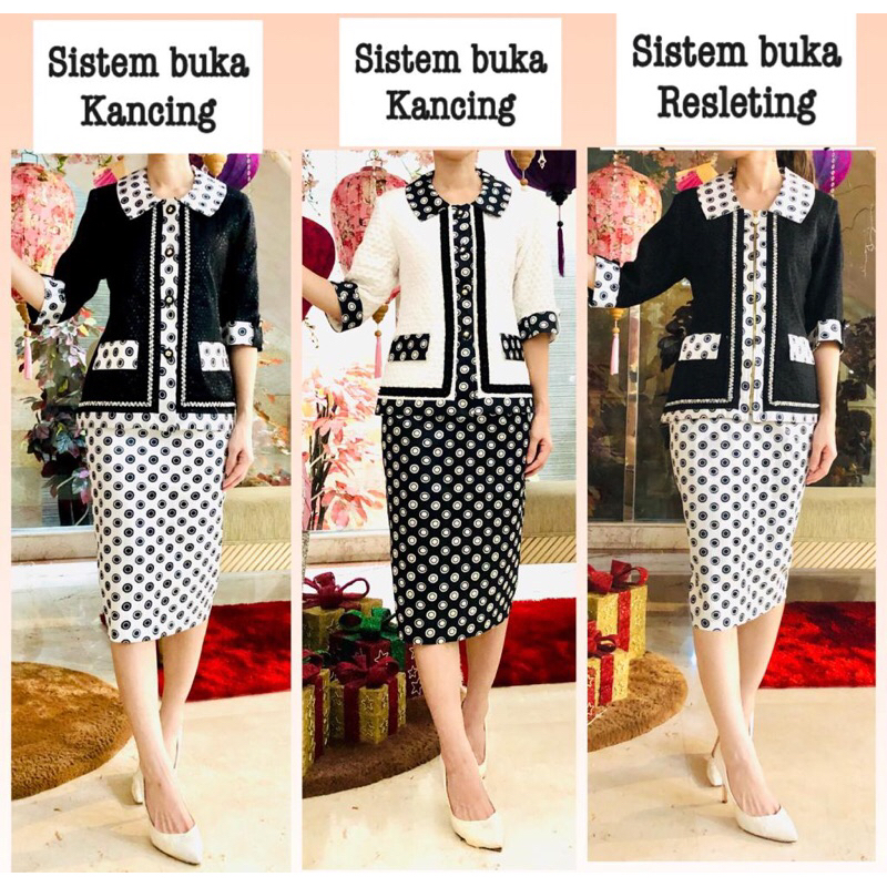 Jual SETELAN BLAZER WANITA HITAM PUTIH | Shopee Indonesia