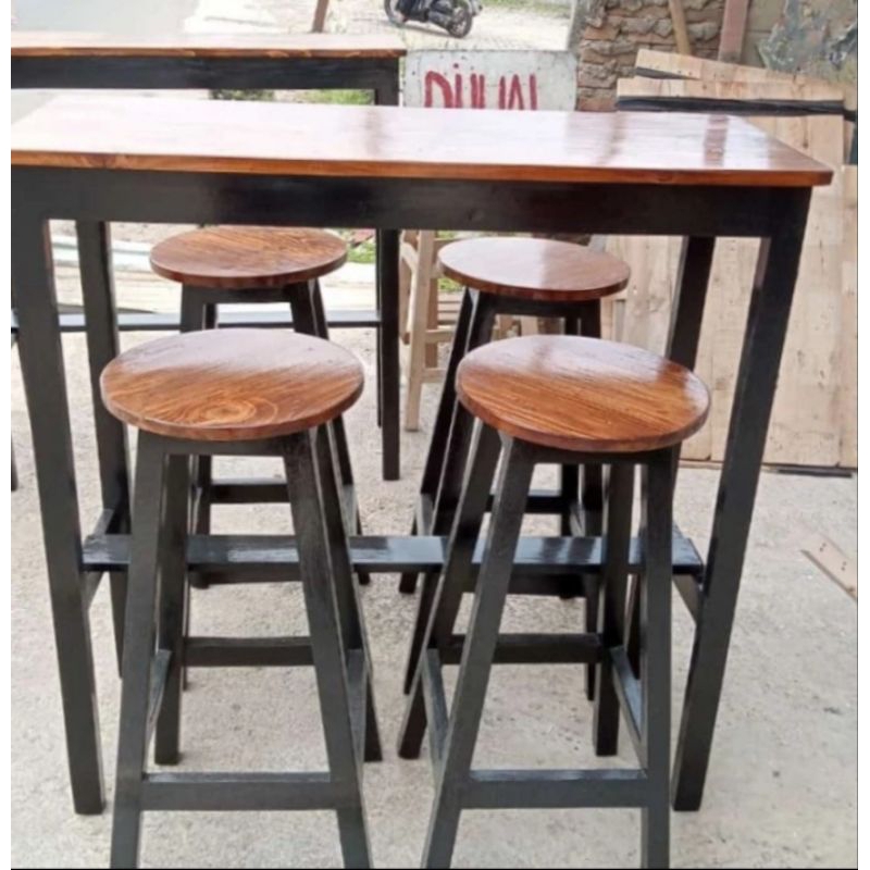 Jual meja resto cafe set 4 bangku bulet | Shopee Indonesia