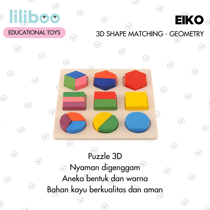 Jual LILIBOO EIKO Mainan Edukasi Anak Montessori Kayu Puzzle 3D Shape ...