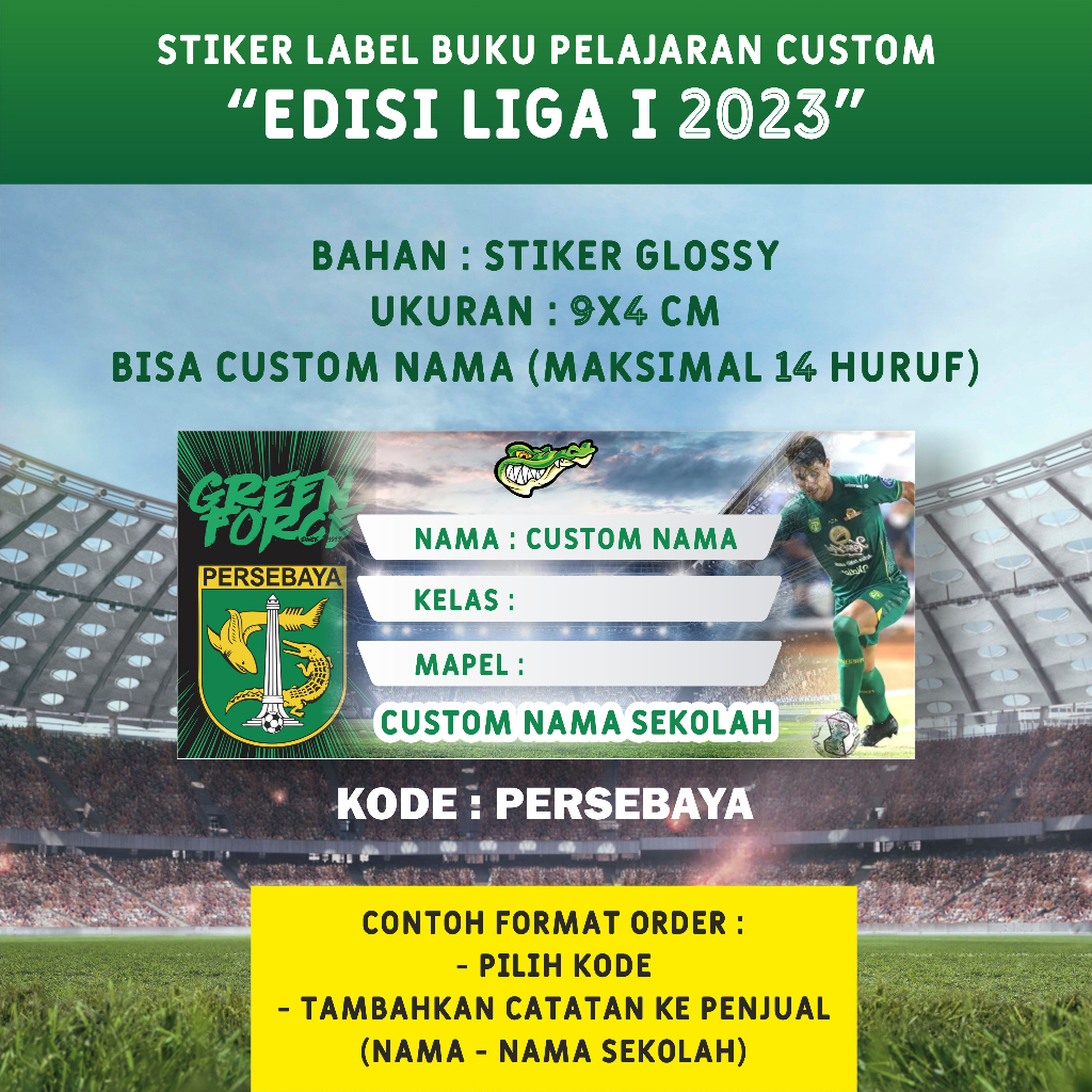 Jual STIKER LABEL NAMA BUKU TULIS PELAJARAN (35 PCS) EDISI LIGA 1 2023 ...
