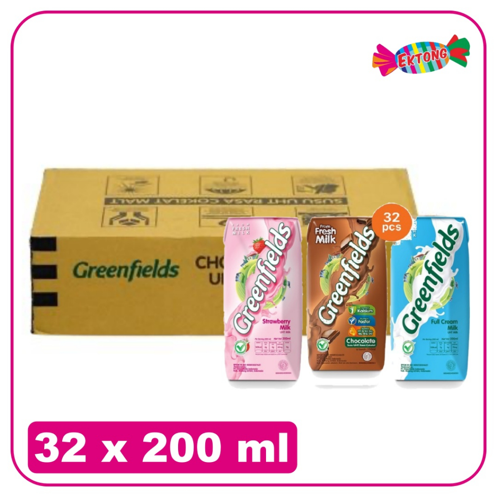 Jual GREENFIELDS UHT 200 ML 1 KARTON isi 32 | Shopee Indonesia