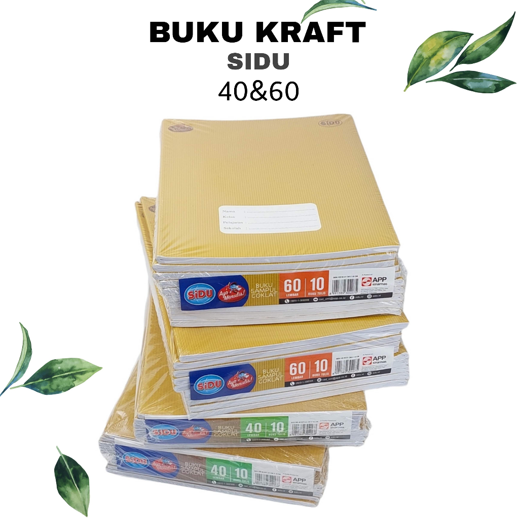 Jual Buku Tulis Sidu 40 / 60 Lembar isi 10 buku Sampul Coklat Kraft ...