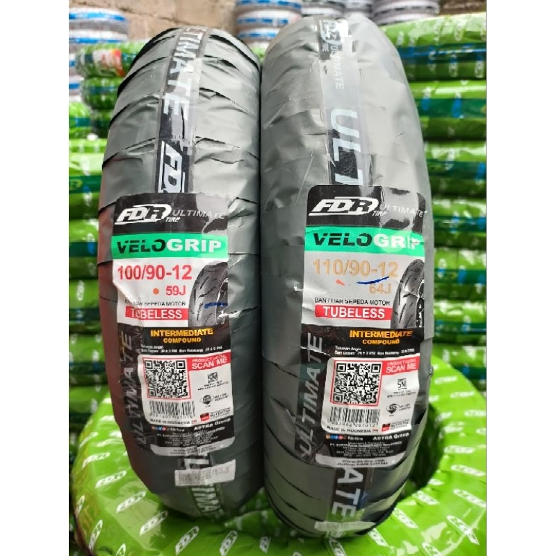 Jual Paket sepasang ban tubeless VELOGRIP 100/90-12 + 110/90-12 free ...