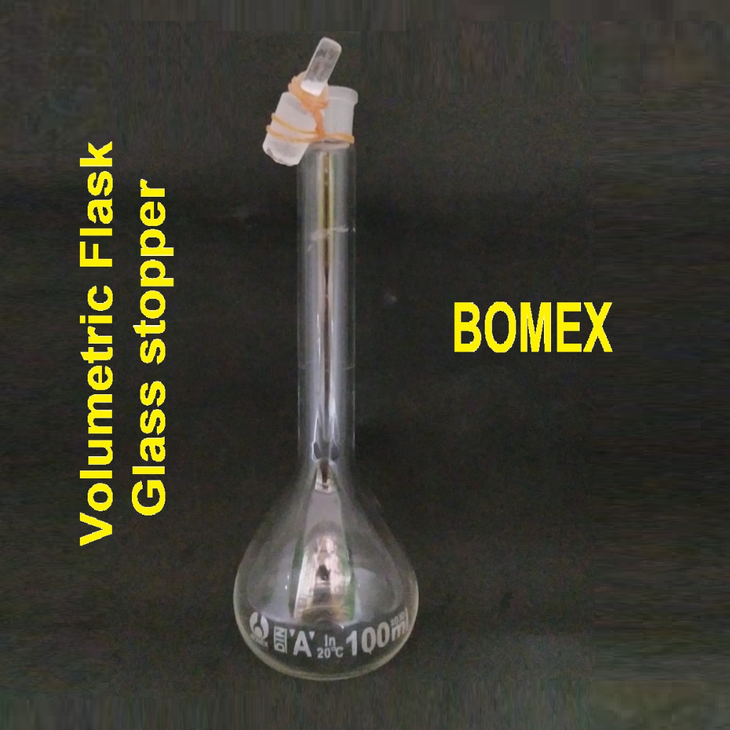 Jual LABU UKUR 100 ML LABU TAKAR VOLUMETRIC FLASK WITH STOPPER BOMEX ...