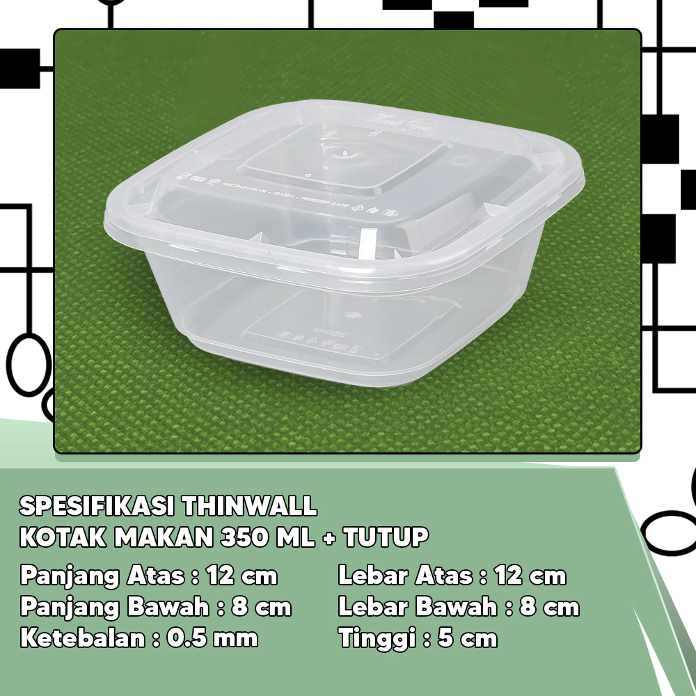 Jual Thinwall Square Kotak Makan Plastik All Size 350ml 3000ml