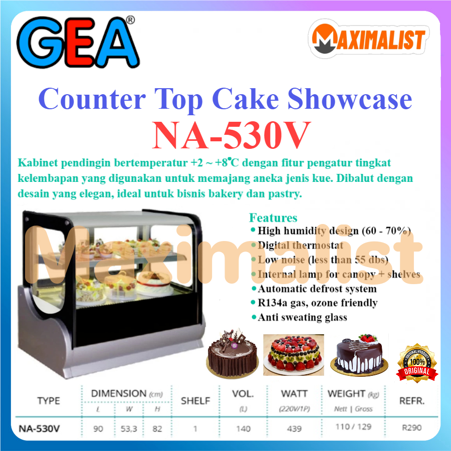 Jual GEA NA-530V NA-540V NA-550V Counter Top Cake Showcase / Showcase Untuk Memajang Kue ...
