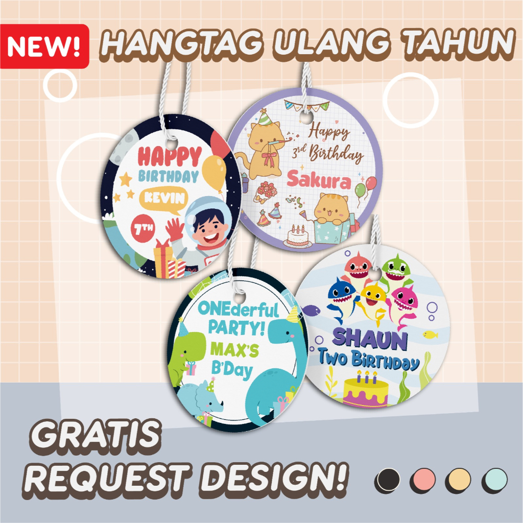 Jual Hang Tag Ulang Tahun Anak Bulat Custom 1 Sisi Tag Label Souvenir ...