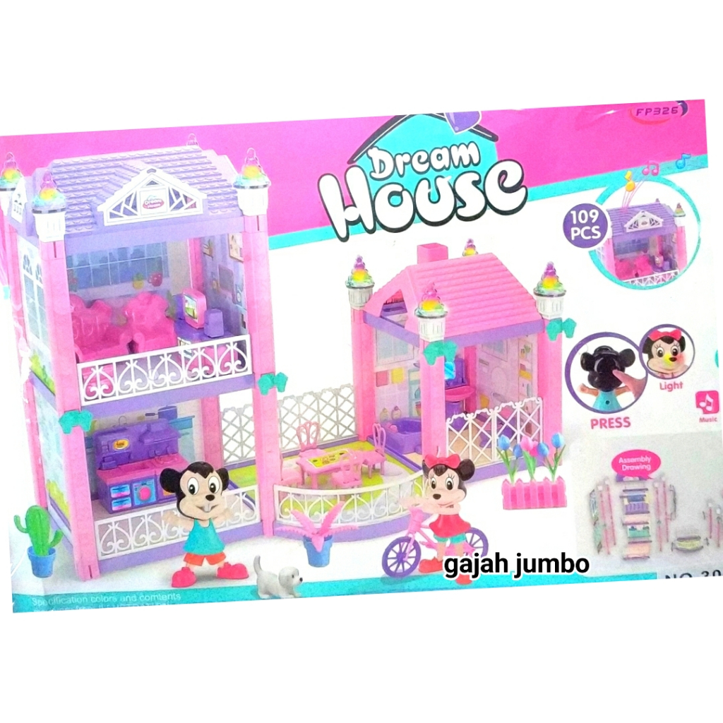 Jual Mainan Rumah Rumahan Anak Boneka Dream House Castle Villa Light ...