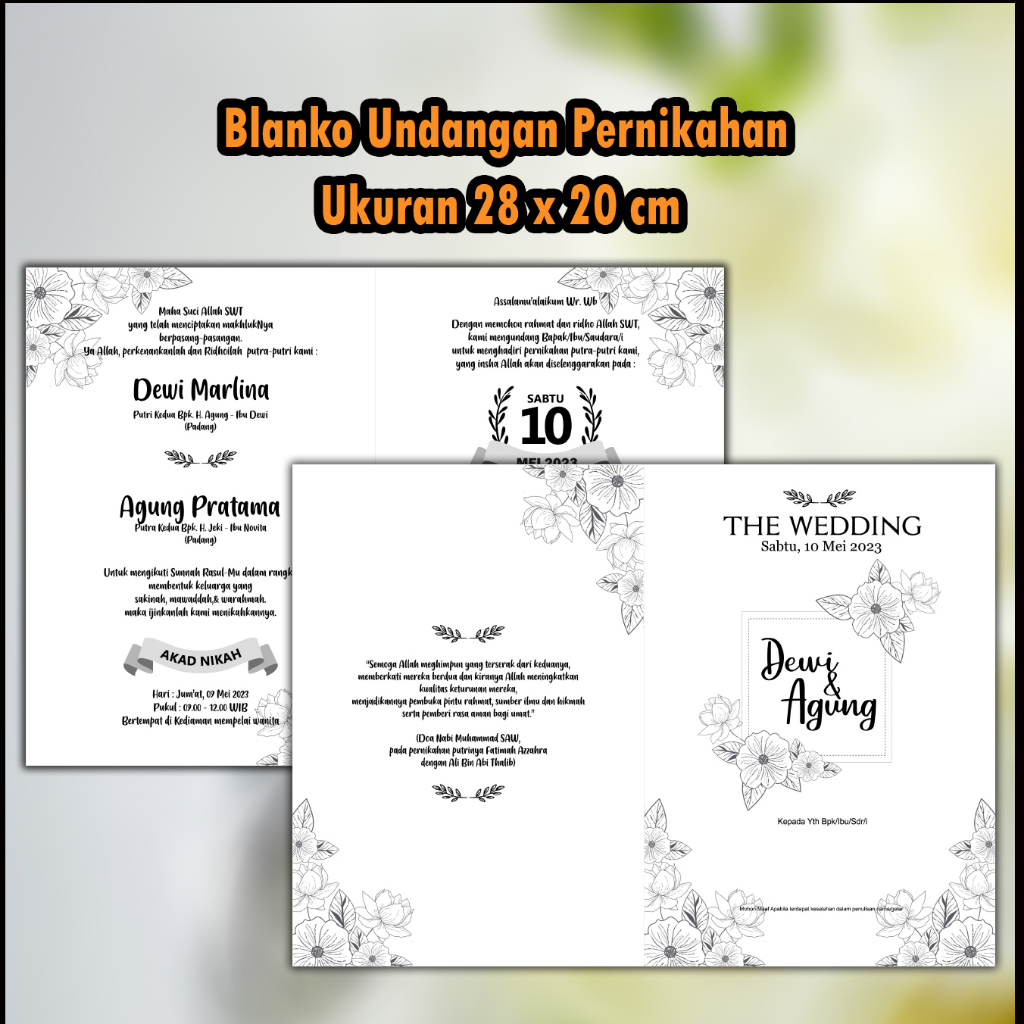Jual Blanko Kosong Undangan Pernikahan Simple da Murah (Siap Cetak ...