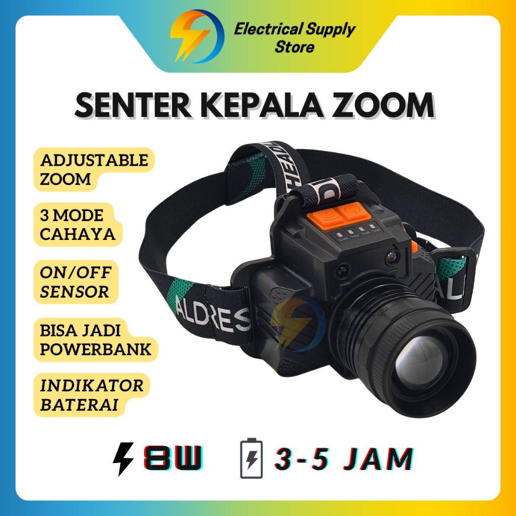 Jual SENTER KEPALA T-50 LED T-8 8W ZOOM CAHAYA KUNING & PUTIH | RECHARGEABLE | SUPER TERANG ...