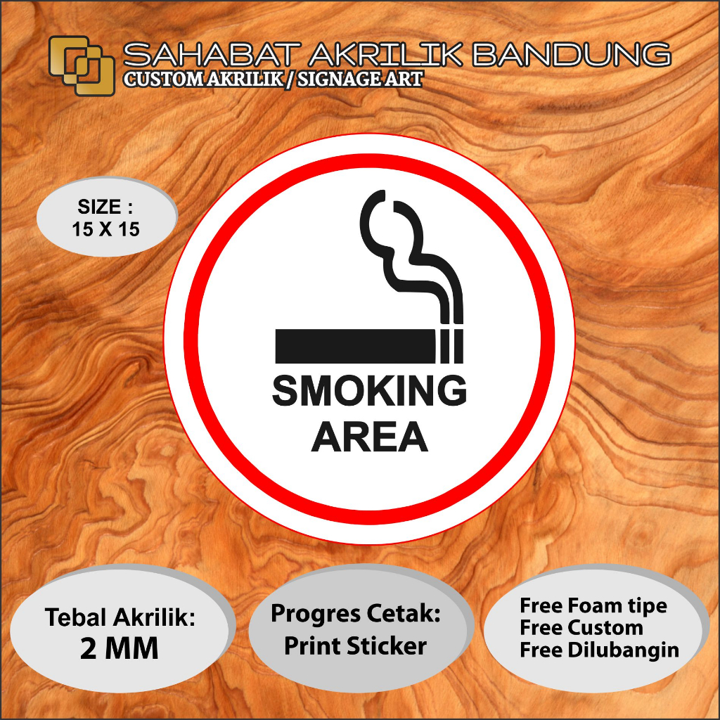 Jual AKRILIK AREA MEROKOK BULAT ACRYLIC SIGNAGE CUSTOM | Shopee Indonesia