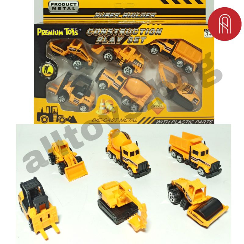 Jual mainan Anak Diecast Construction Play Set 6Pcs Metal 1:64 / mainan ...
