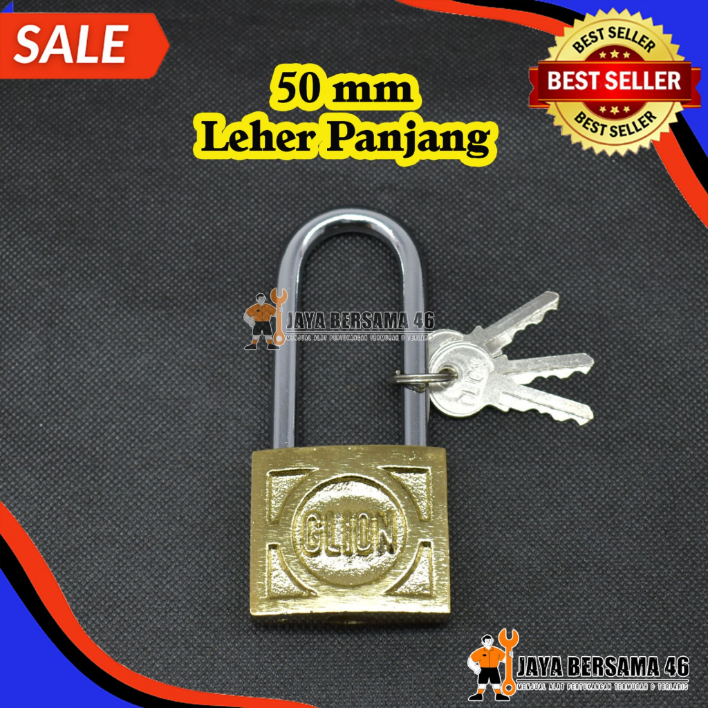 Jual GEMBOK UKIR KUNING GLION LEHER PANJANG PENDEK / GEMBOK KUNING ...