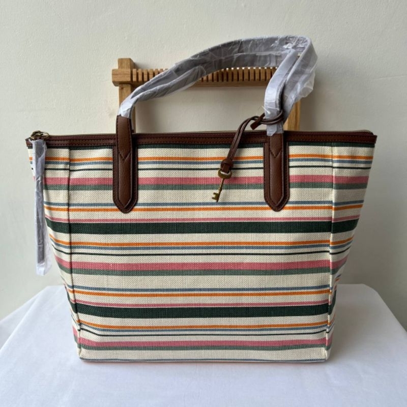 Jual FOSSIL Sydney tote spring stripe | Shopee Indonesia