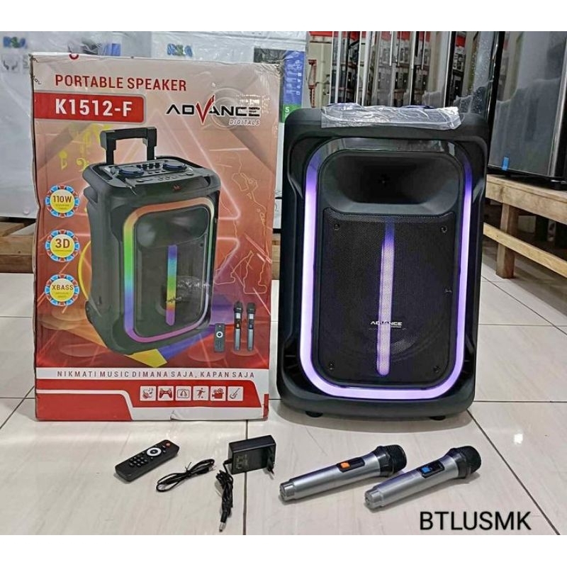 Jual Speaker Karaoke Portabel Advance K1512F New 15" inci Free 2 Mic Wireless | Shopee Indonesia
