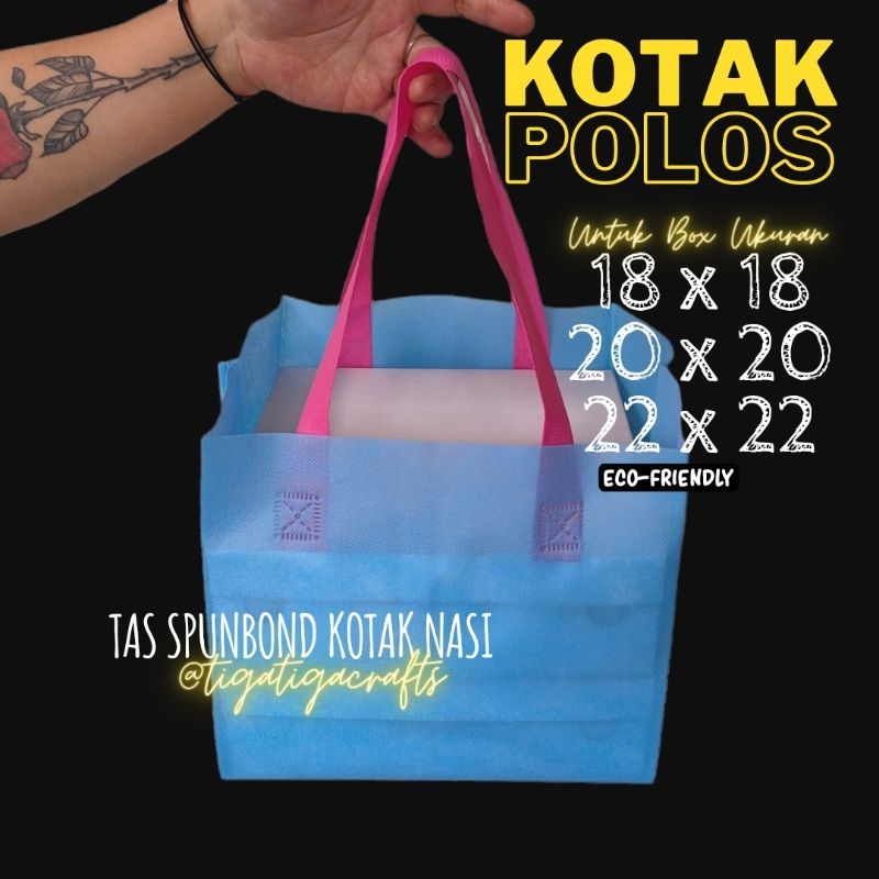 Jual POLOS LUSINAN tas spunbond kotak nasi murah tas kain nasi kotak tas spunbond box 22x22 ...