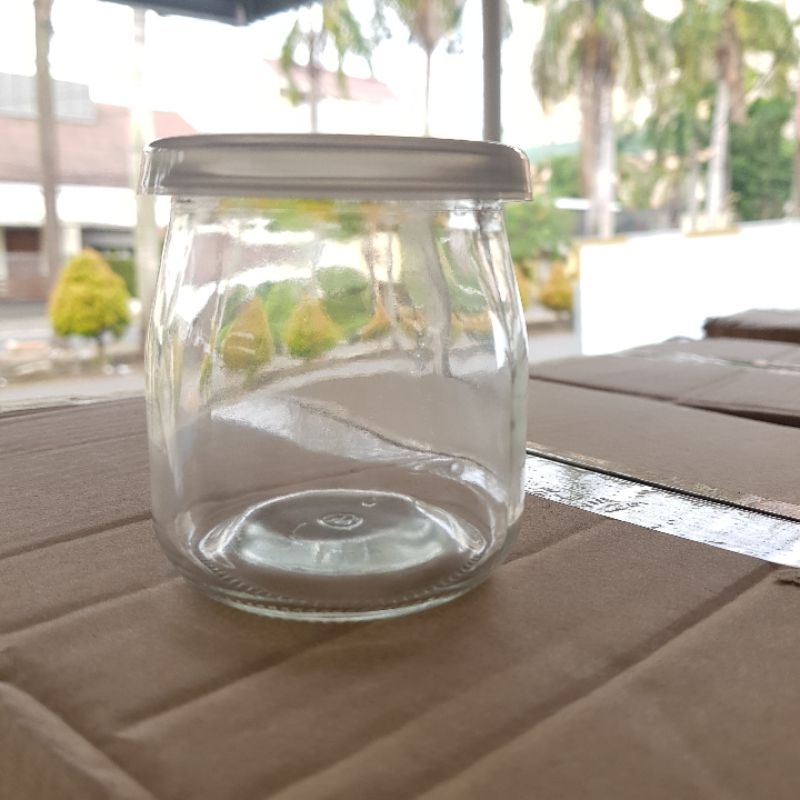 Jual /10 PCS 200ml Botol Puding Kaca Tutup Plastik / Botol Kaca + tutup ...