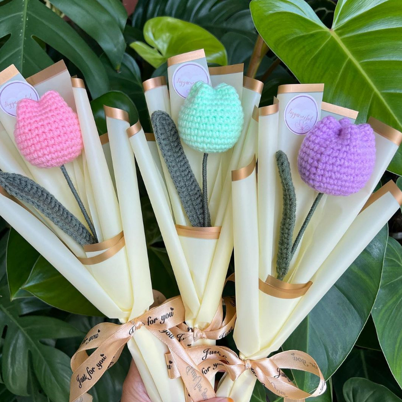 Jual Single Crochet Tulip Bouquet - Buket Bunga Tulip Rajut | Buket ...