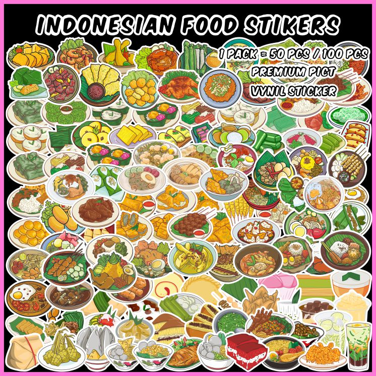 Jual [1 pack] Indonesian Food Stickers (Stiker Makanan Indonesia) Cocok ...