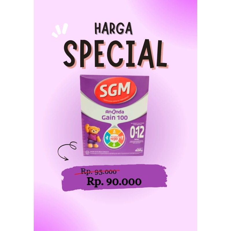 Jual SGM GAIN 100 UNTUK USIA 0-12 BULAN 400 GRAM | Shopee Indonesia
