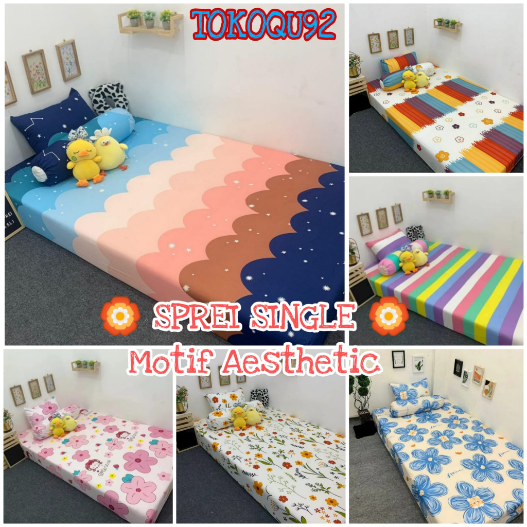 Jual SPREI SINGLE MOTIF BUNGA AESTHETIC TERBARU / SPREI SINGLE SIZE UK ...