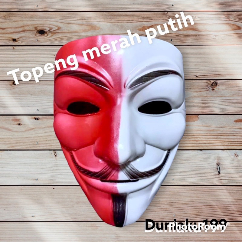 Jual topeng anonymous merah putih indonesia / topeng hacker / topeng ...