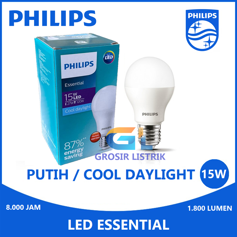 Jual Lampu Philips LED Essential 15W Putih Cool Daylight 6500K (15 Watt 15 W 15Watt) Original ...