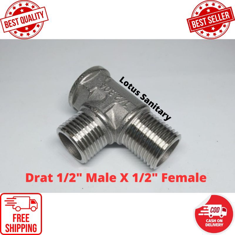 Jual Tee shower Closet stainless steel sus 304 / Kuningan Drat luar dalam 1/2" 0,5 inchi fitting ...