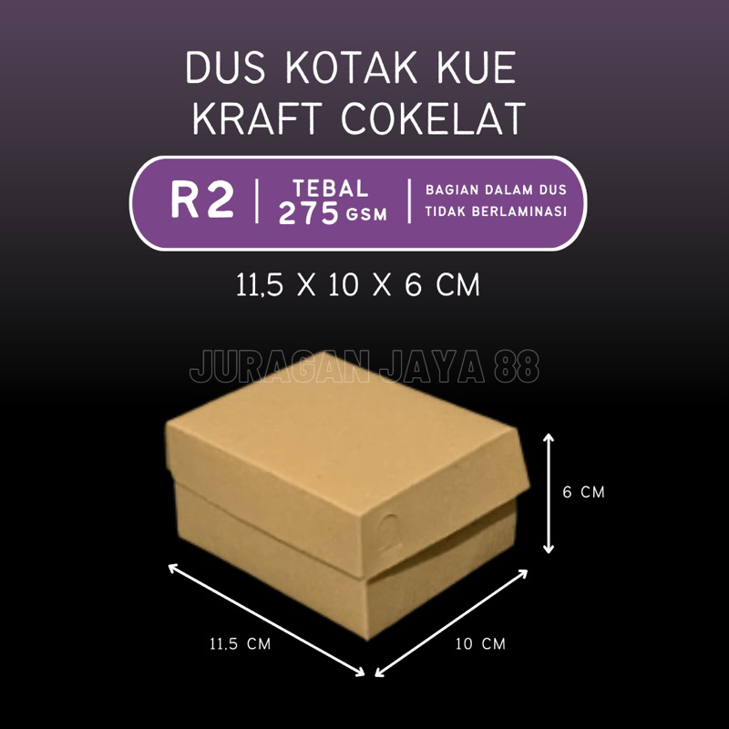 Jual Dus Kotak Kue / Kotak Kue Mini R2KA ukuran 11.5 x 10 x 6 cm Kraft ...