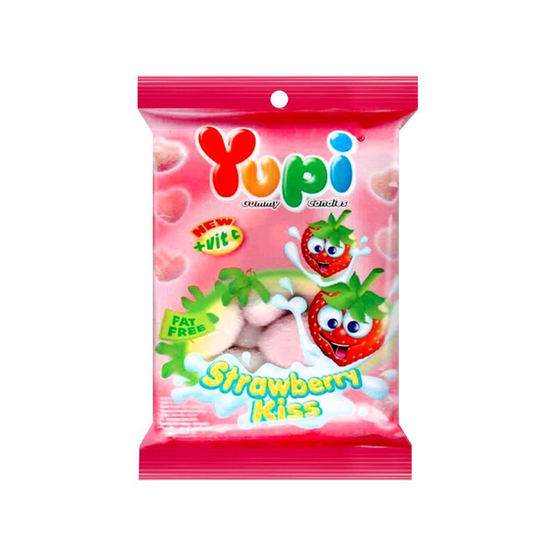 Jual Permen Yupi Strawberry Kiss 1 Bungkus 120gr Permen Gummy Candies ...