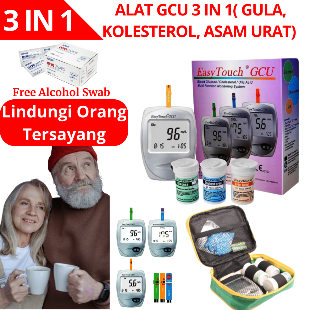 Jual Alat Test Darah Easy Touch GCU 3 In 1 / Alat Cek Darah Digital ...