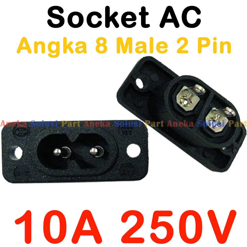 Jual Socket AC Power ANGKA 8 Outlet Inlet Soket On Chasis sasis 10A 250VAC | Shopee Indonesia
