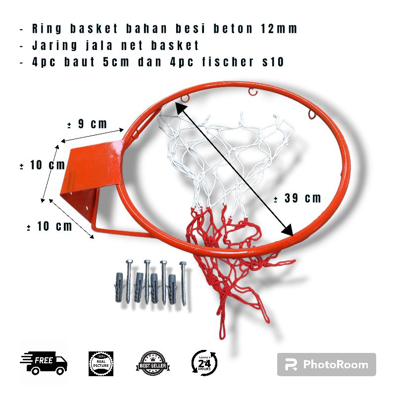 Jual AG SPORT Ring Basket Single Bahan Besi Beton Bola Basket Baut ...