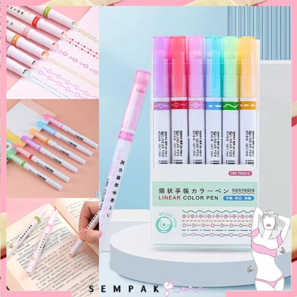 Jual SS Spidol Garis Aesthetic Warna Warni Spidol Garis Motif Lucu 1 ...