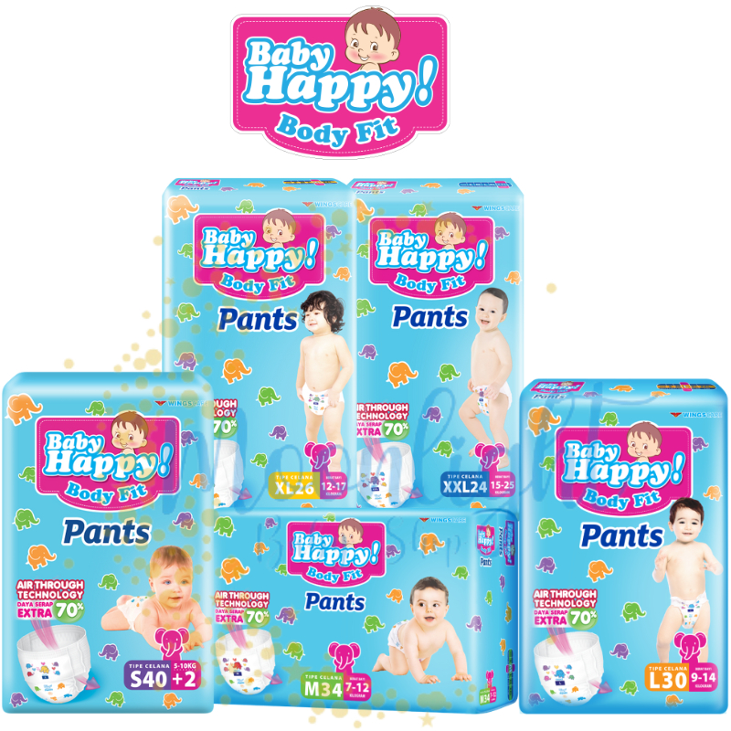 Jual Baby Happy Fit Pants Popok Celana S40 / M32 / L30 / XL26 / XXL24 | Shopee Indonesia