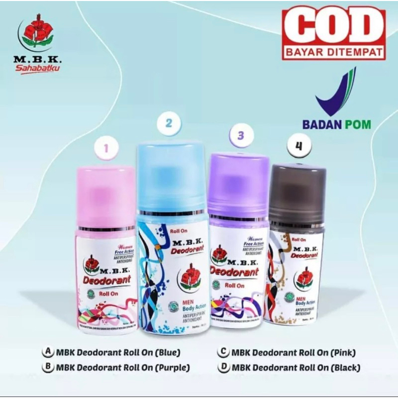 Jual M.B.K Deodorant Roll On 40 ml | Deodoran MBK Penghilang Bau badan | Shopee Indonesia