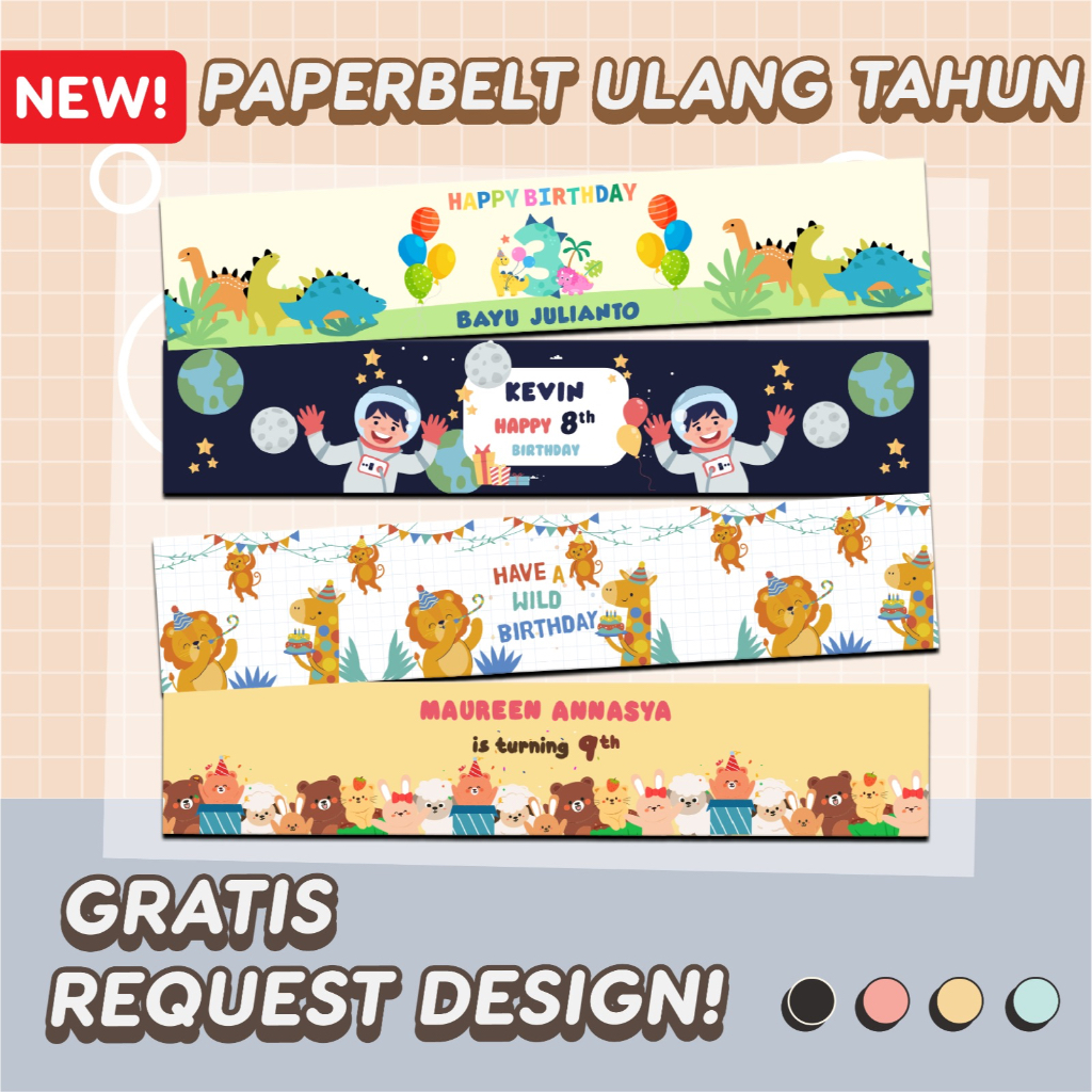 Jual Paper Belt Ulang Tahun Anak Souvenir Bento Custom | Label Bento ...