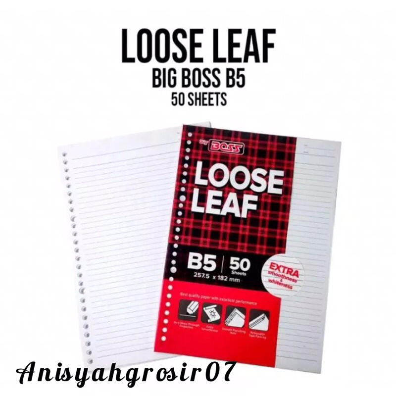 Jual Kertas binder Loose Leaf Big Boss B5 50s 50 lembar | Shopee Indonesia