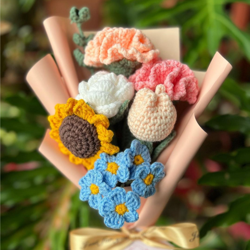 Jual [CUSTOM] Mix Crochet Flower Bouquet - Buket Bunga Rajut | Buket ...
