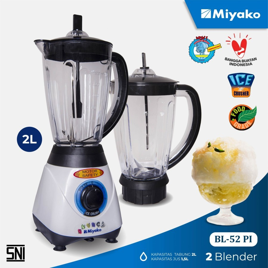 Jual MIYAKO Blender Plastik 2 Tabung Besar 1,5 Liter BL 52 PI | Shopee Indonesia