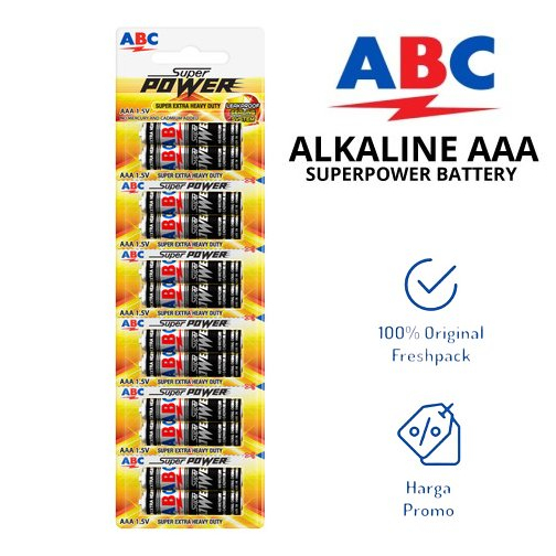 Jual Batu Baterai ABC Super Power AAA 1 Lusin / 12 pcs / 6 Pasang ...