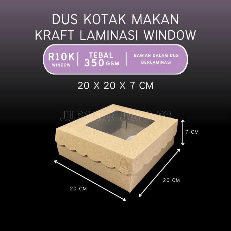 Jual Dus Kotak Makan Nasi (R10K) 20x20x7 cm Full Laminasi Bening Window ...